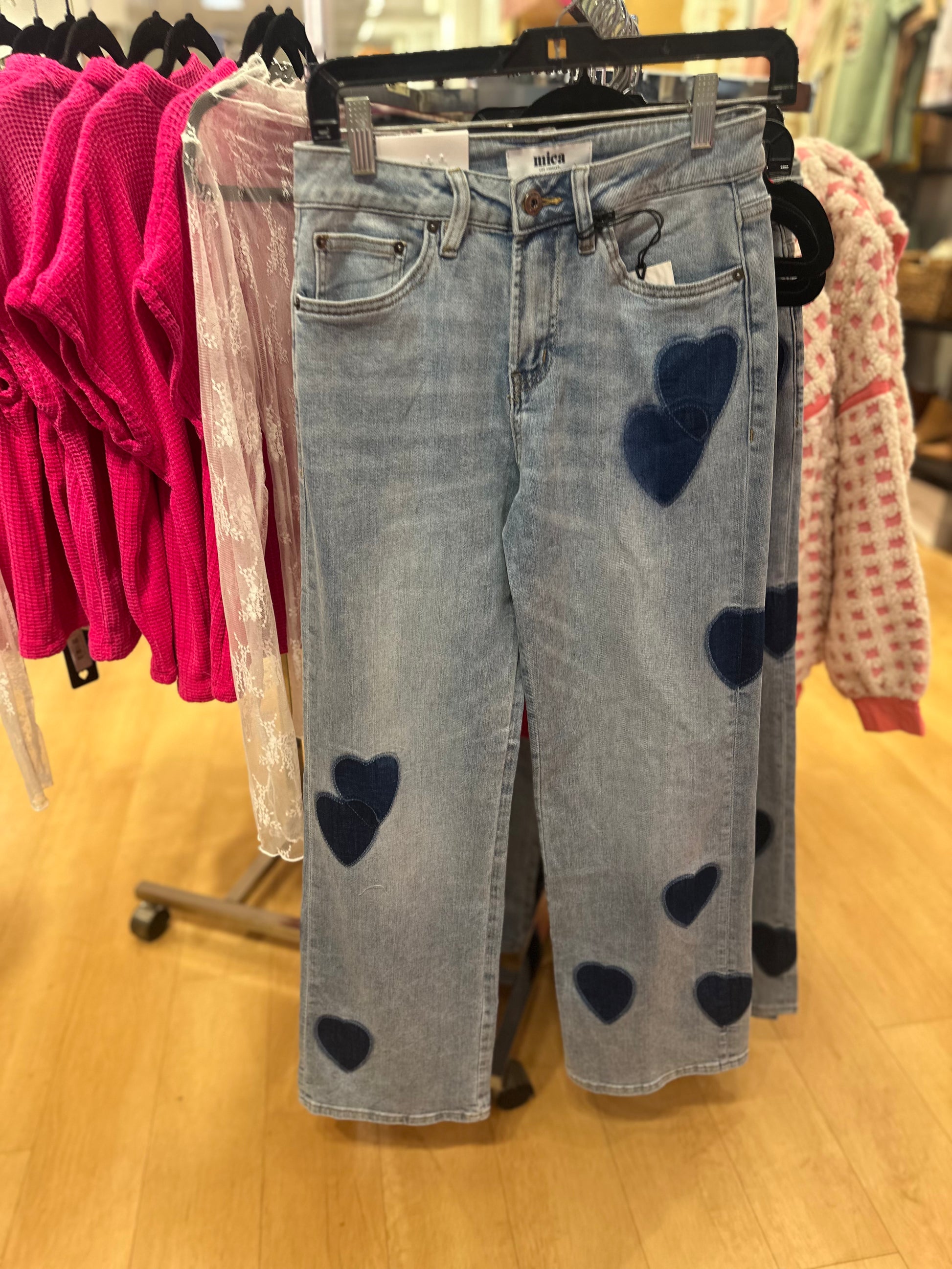 High Rise Wide Leg Heart Patch Jeans – MSC Boutique